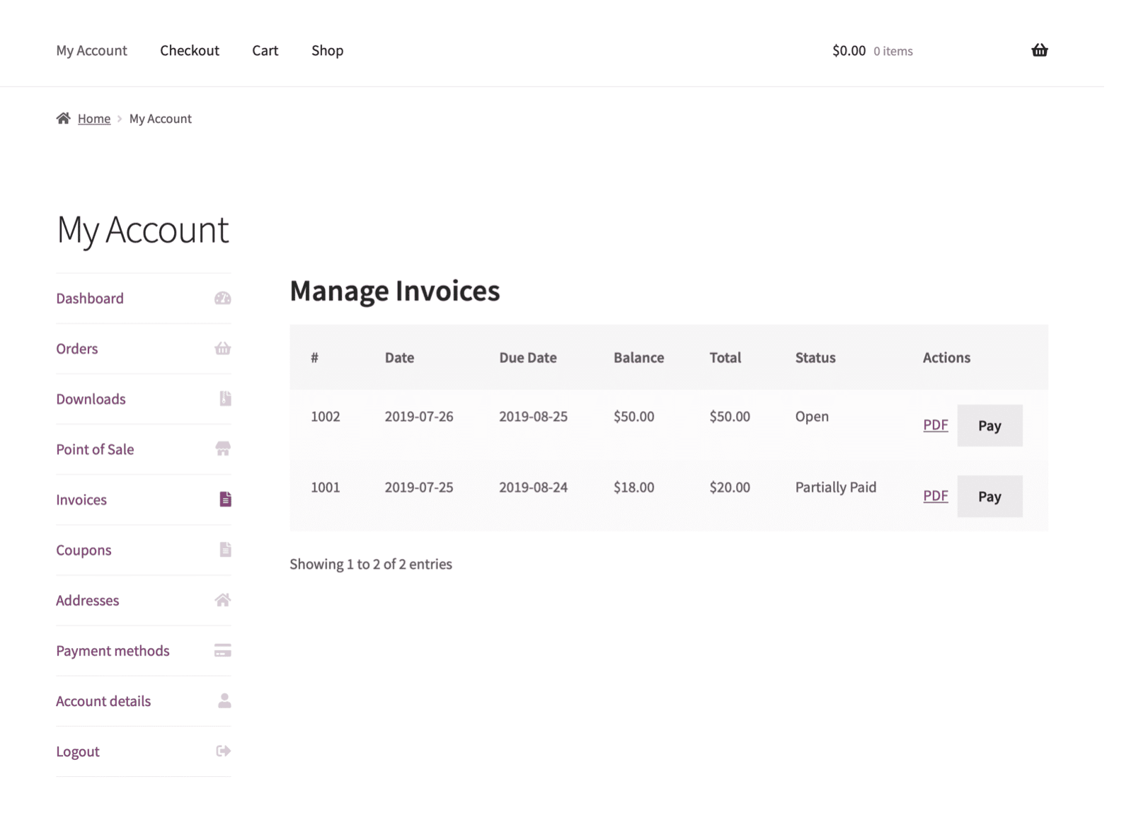 Displaying QuickBooks Invoices in WooCommerce
